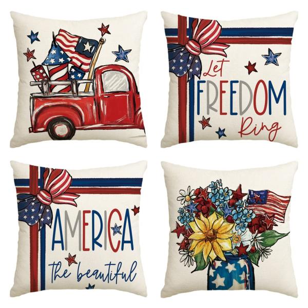 商品名: AVOIN colorlife America The Beautiful Let Freedom Ring スローピローカバー、16 x 16インチ フリーダム 7月4日 独立記念日メモリアルデー 愛国的クッションケース ソファ...