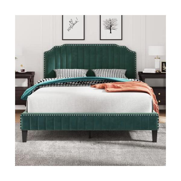 商品名:  CNANXU Queen Bed Frame Upholstered Platform Bed with Headboard and Strong Wooden Slats, Mattress Base Noise-Free, ...