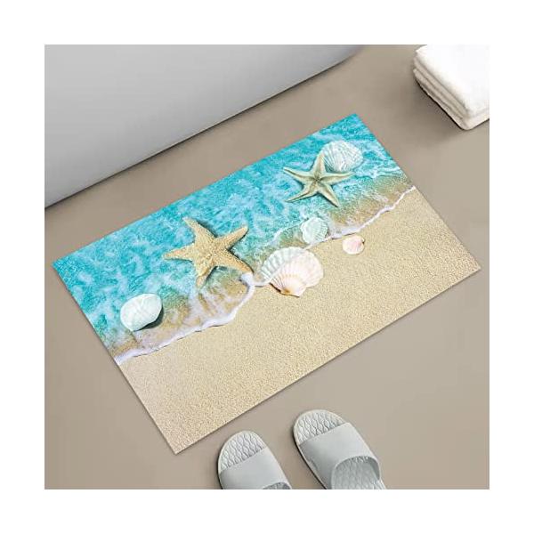 商品名:  APROPHIC Coastal Bathroom Rugs Non Silp Beach Theme Quick Dry Bath Mat Seashells Starfish Bathmat Super Absorbent ...