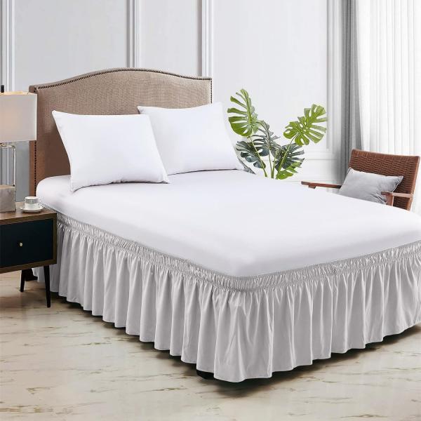 商品名:  Wrap Around Bed Skirt Light Gray King Size 9 Inch Tailored Drop, Soft Double Brushed Premium Microfiber, Luxury, E...