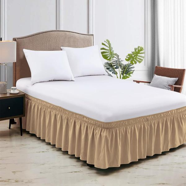 商品名:  Wrap Around Bed Skirt Taupe Queen Size 21 Inch Tailored Drop, Soft Double Brushed Premium Microfiber, Luxury, Easy...