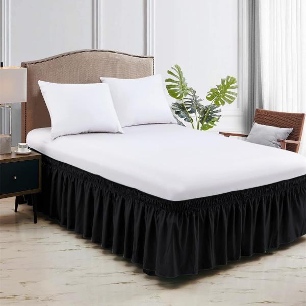 商品名:  Wrap Around Bed Skirt Black Cal King Size 9 Inch Tailored Drop, Soft Double Brushed Premium Microfiber, Luxury, Ea...