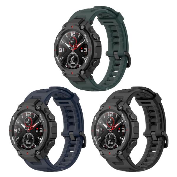 商品名: TenCloud T-Rex Proバンド メンズ スマートウォッチアクセサリー Amazfit T-Rex (A1918)用 腕時計バンドストラップ Amazfit T-Rex Proバンド対応, ブラック+ネイブブルー+グリー...