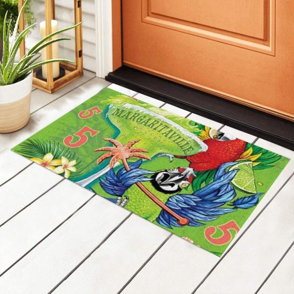 商品名:  It's Five O'Clock Somewhere Door Mat, 18" x 30" PVC Non-Slip Waterproof Indoor Outdoor Doormat, Easy Clean Large D...