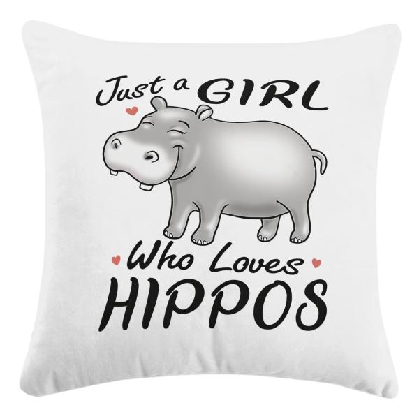 商品名: Just A Girl Who Loves Hipposスローピローカバー、ファームハウス かわいい 笑顔のカバ クッションカバー ソファベッド用 ホーム ガールズ ベッドルーム 装飾 48 x 18インチ、カバ愛好家 ガールズギ...