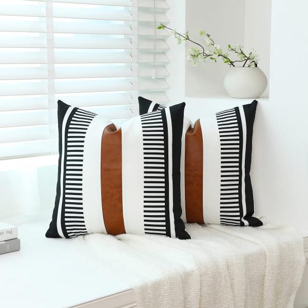 商品名: Kissenbez〓ge 60 x 60 cm, 2er-Set, get〓felter Kunstleder-Akzent-〓berwurf-Kissenbezug 60 x 60 cm, moderner Kissenbezu...