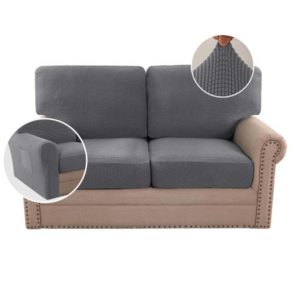 商品名: H.VERSAILTEX 2023 トレンドマルチピースソファカバー ストレッチソファカバー フォームフィットシートとバッククッションカバー (シートカバー2枚 + バッククッションカバー2枚 ボーナスアームレストカバー2枚) グ...