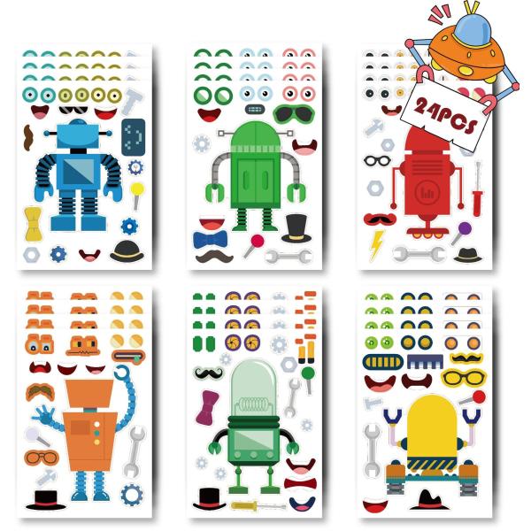 商品名:  24 Sheets Make Your Own Robot Stickers Make A Face Stickers for Kids Toddlers with Robots DIY Craft Kids Party Fav...