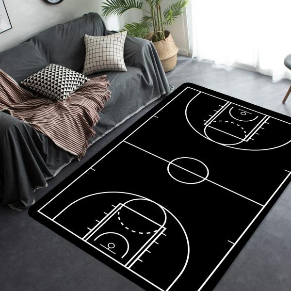商品名:  Black Basketball Floor Home Decor Print Large Area Rugs for Teen Boy Kids Bedroom, Non-Skid Rubber Back Indoor Flo...