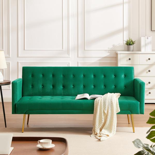 商品名:  Anwickhomk 72" Velvet Futon Sofa Bed,Convertible Folding Sleeper Couch Bed,Modern Tufted Recliner Loveseat with Go...