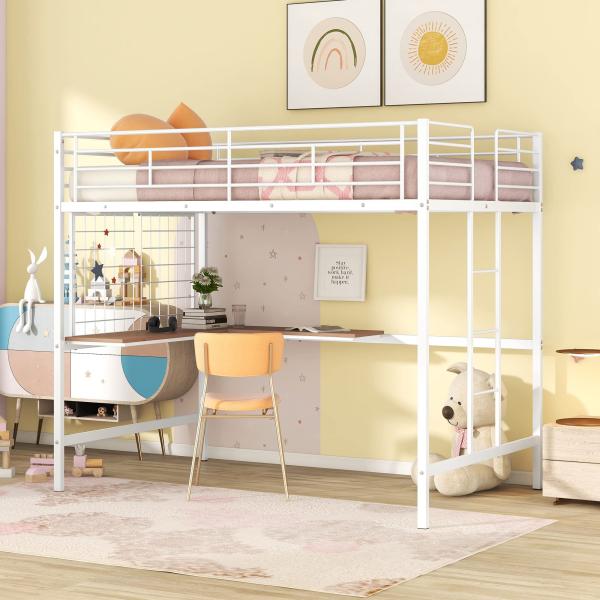 商品名:  Bellemave Full Size Loft Bed with Desk and Metal Grid, Metal Loft Bed with Ladder and Full-Length Guardrail for Ki...