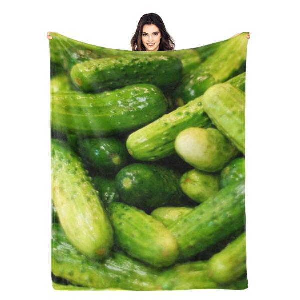商品名: グリーンピクルス キュウリ 3D 面白い リアルな食べ物 ウルトラソフト スローブランケット 50インチx40インチ 旅行 オールシーズン ベッド ソファ 寮の装飾 寝具 寝室 Green Pickles Cucumbers 3D...