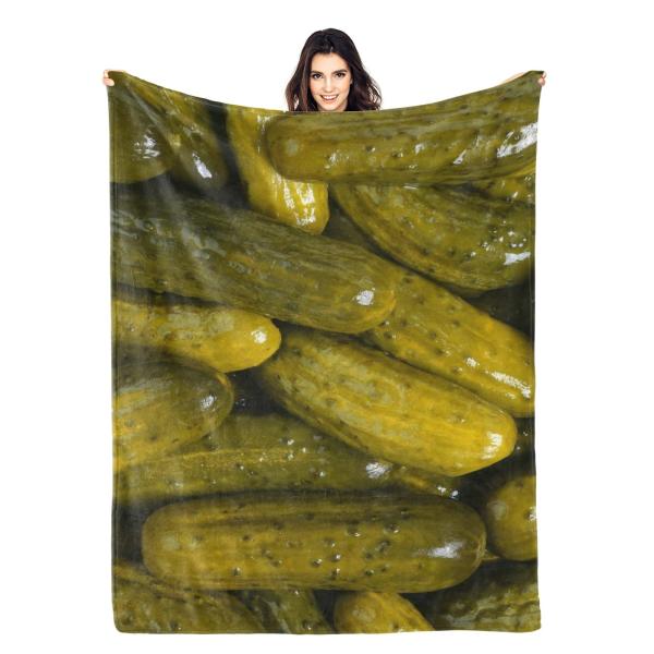 商品名: グリーンピクルス キュウリ 3D 面白い リアルな食べ物 ウルトラソフト スローブランケット 60インチx50インチ 旅行 オールシーズン ベッド ソファ 寮の装飾 寝具 寝室 Green Pickles Cucumbers 3D...