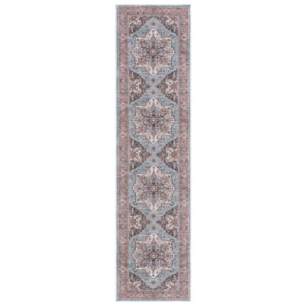 商品名:  SAFAVIEH Washable Rug Serapi Collection - 2' x 8' Runner, Blue &amp; Rust, Slip Resistant &amp; Easy to Clean, Ide...