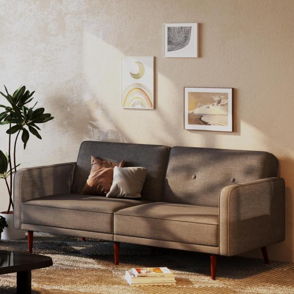 商品名:  Artdeco Home Convertible Sofa Bed with 3 Level of Adjustability 76" W Mid-Century Style Soft 100% Polyester Fabric...