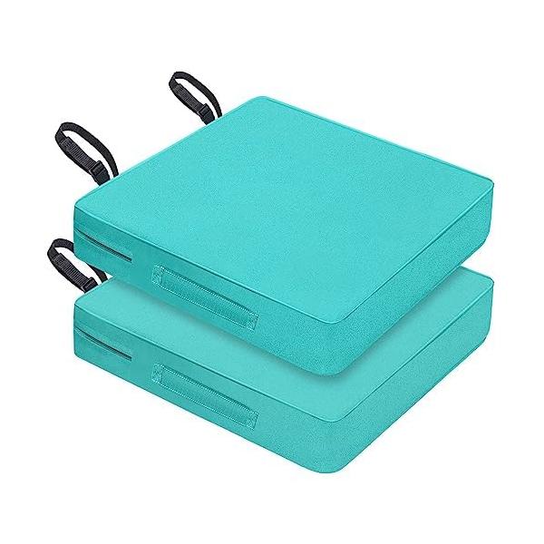 商品名: SECLATO パティオチェアクッション 24x22x4インチ 防水 屋外シートクッション パティオ家具用 5年間の耐変色性 ガーデンソファ カウチチェアパッド ハンドルと調節可能なストラップ付き (2パック コーラルブルー) S...