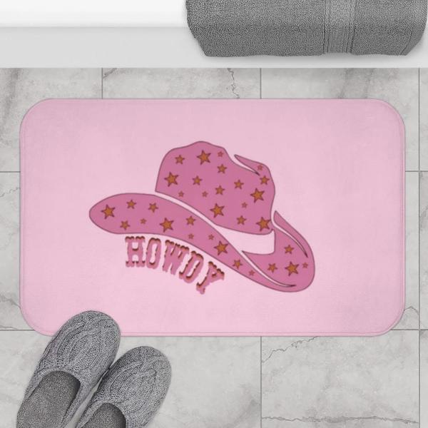 商品名:  Rustic Doormat Outdoor Entrance Howdy Bath Mat Rug Cute Pink Cowgirl Hat Howdy Bath Math Modern Country Home Decor...