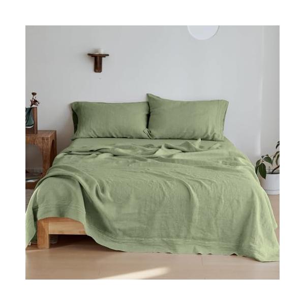 商品名:  Simple&amp;Opulence 100% Linen Sheet Set 4 Pieces Natural France Flax Bed Sheet (1 Flat Sheet, 1 Fitted Sheet, 2 P...