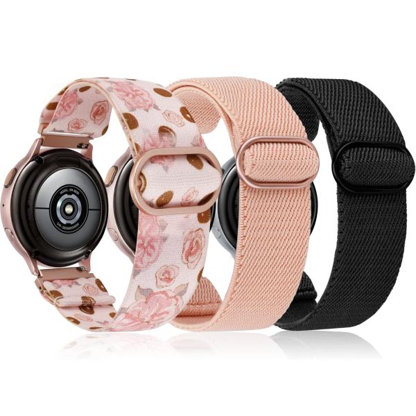 商品名:  TOYOUTHS 3 Pack 20mm Stretchy Nylon Elastic Band Compatible with Samsung Galaxy Watch 7/6/5/4/FE/Active 2 40mm 44m...