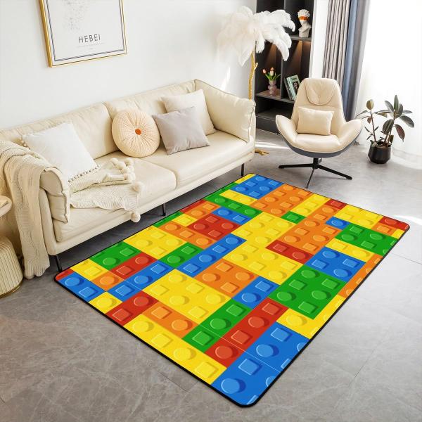 商品名:  jejeloiu Building Blocks Decorative Carpet Area Rug 5'x7' Kids Boys Girls Colorful Geometric Living Room Rugs for ...