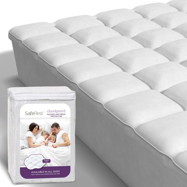 商品名: 竹キルトマットレスプロテクター ツインXL SafeRest CloudGuard - Twin XL Size Hybrid Mattress Protector &amp; Pad (Extra Padded) - Water...