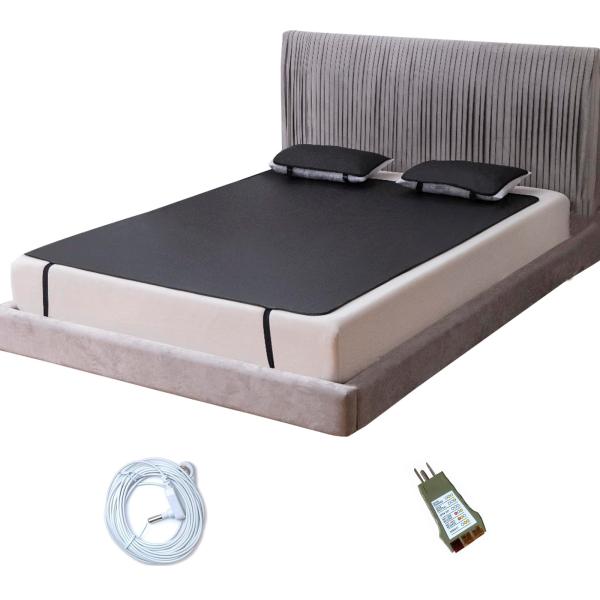 商品名: HUNAIGEE 接地睡眠マットキット 接地マットレスカバーパッド 睡眠改善用 55x71インチ ベッド用接地マット 通気性 ツインベッド用アースシート 導電性 レザーレット ブラック HUNAIGEE Grounding Mat...