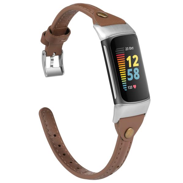 商品名:  Wearlizer Leather Band Compatible with Fitbit Charge 5/6 Bands - Slim Leather Watch Strap Replacement for Women &a...