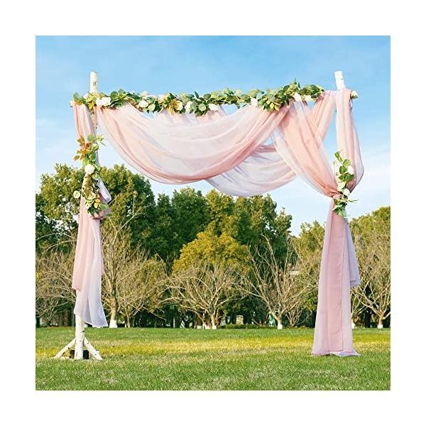 商品名:  NICETOWN Romantic Wedding Ceremony Arch Decor Scarfs, Pink Ombre Sheer Scarf Curtains Window Valances for Girls Ro...