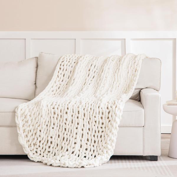 商品名: nit Blanket 60X80 Inches, Super Warm Soft Chenille Yarn Cable Knitted Blankets and Throws Boho Giant Cozy Thick Cro...