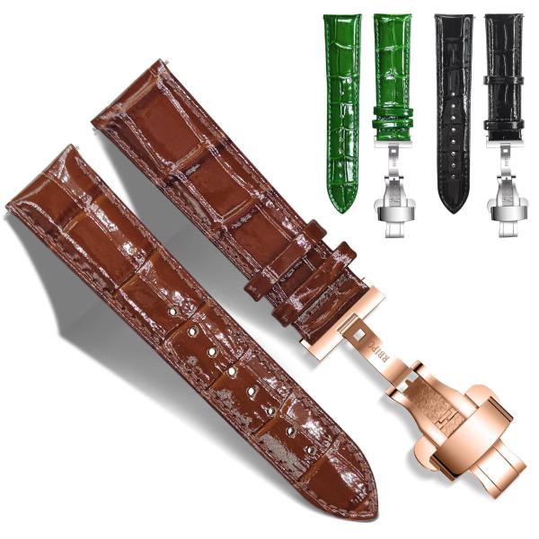 商品名:  RBIPO 20mm Alligator Grain Leather Watch Band Quick Release Watch Strap Deployment Buckle Wristband for Men and Wo...