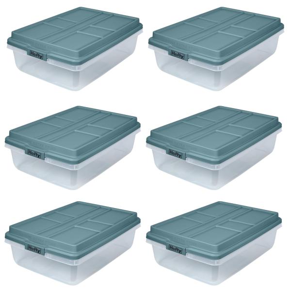 商品名: lear Plastic Bin with Smoke Blue Lid (6 Pack) - 40 qt Storage Container with Lid, Ideal Space Saver for Closet Shoe...