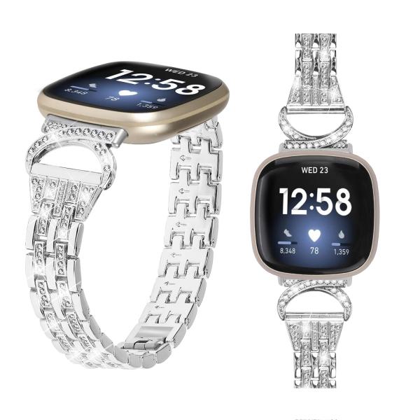 商品名:  Bracelet Compatible with Fitbit Versa 4 Watch Band with Diamond for Women Adjustable Metal Link Shiny Rhinestone S...