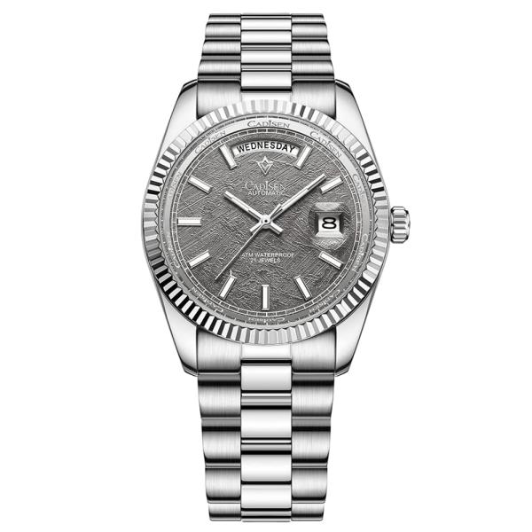 商品名: CADISENメンズ自動巻き腕時計、MIYOTA 8285ムーブメントビジネスラグジュアリー腕時計、サファイア高級機械式腕時計、防水100メートルステンレススチール腕時計、カジュアルオマージュ、C8215…, 8215グレー。, ...