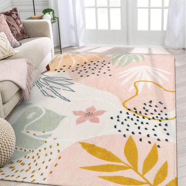 商品名:  Lahome Pink Carpet for Living Room - 4x6 Area Rug for Bedroom Washable Non-Slip Boho Rug Throw Cute Soft Nursery K...