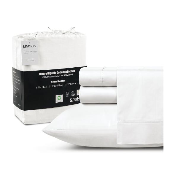 商品名: 100%オーガニックコットンシーツ クイーンサイズベッドセット、ディープポケットクイーンシーツセット、300スレッドカウントコットンベッドシーツ、ナチュラルクールソフト通気性、毛玉なし 伸縮性あり ラグジュアリーホワイト寝具 オー...