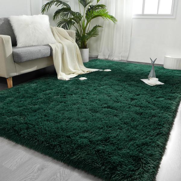 商品名:  FlyDOIT Large Area Rugs for Living Room, 4x6 Feet Deep-Green Shaggy Rug Fluffy Throw Carpets, Ultra Soft Plush Mod...