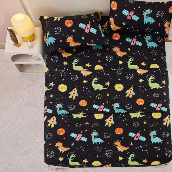 商品名:  Yibeizi Space Dinosaur Full Size Sheet Set for Boys, Kids Cute Planet Printed Microfiber Bedsheet Deep Pocket Bedd...