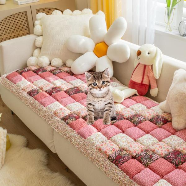 商品名:  vctops Bohemian Patchwork Cotton Quilted Sofa Couch Cover Floral Pattern Sectional Couch Cover for Living Room Non...