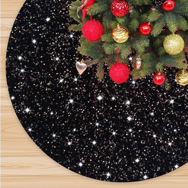 商品名:  FANPROMS Christmas Tree Skirt Black 21 Inch Unique Sequin Tree Skirt Velvet Mini Tree Skirts for Artificial Trees ...