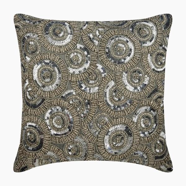 商品名: ザ ホームセントリック 銀 2個パック、60x60 cm, 装飾的な枕カバー 銀ビーズ同心円 シルク - Honestly Silver HomeCentric Decorative Pillow Cover Pack of 2 ...