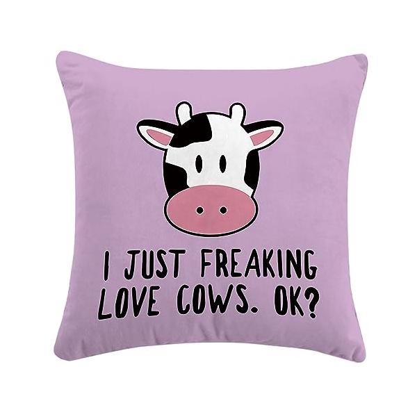 商品名: Sufamb 833DMS-枕カバー 1枚 I Just Freaking Love Cows Ok Throw Pillow Cover, Funny Cows Cushion Cover for Sofa Bed Home D...