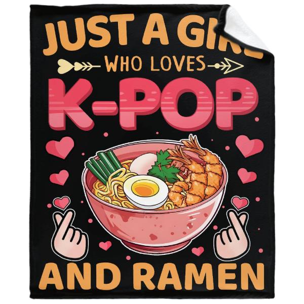 商品名: Just Girl Who Loves K-POPとラーメンブランケット スーパーソフト 軽量 スロー 快適 ふわふわキルト ベッドソファ用 オールシーズン 暖かい 80インチx60インチ クイーン レディース メンズ Just ...