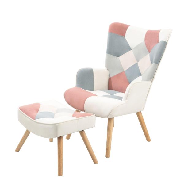 商品名:  Dolonm Accent Chair with Ottoman Set Modern Lounge Wingback Armchair with Footrest Single Sofa Reading Chair with ...