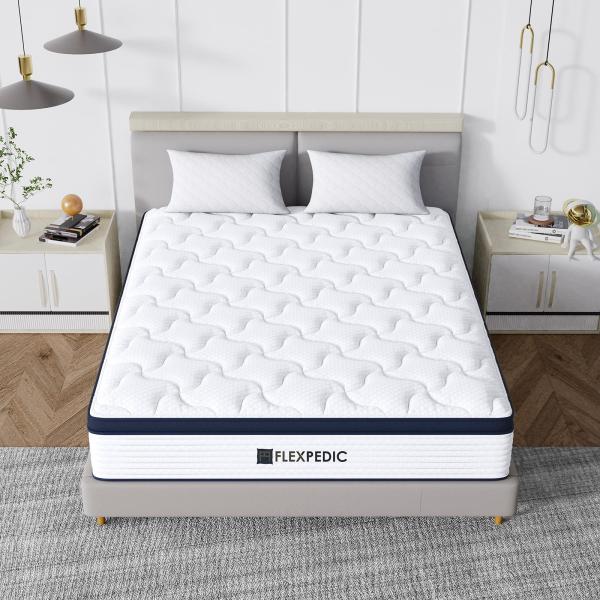 商品名: FLEXPEDIC 10インチ ツインマットレス 低反発素材 ハイブリッドマットレス スペースコットン タイトな睡眠用 中程度の硬さの冷却マットレス より強力なサポート モーションアイソレーション 圧力緩和 米国製マットレス FL...