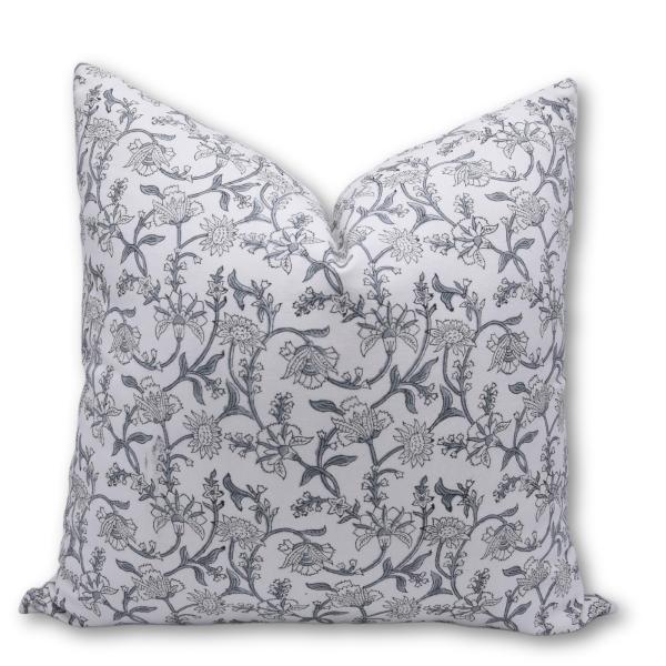 商品名: Fabritual Block Print 厚手コットンホワイト 20x20 スローピローカバー、装飾的なハンドメイド枕カバー ソファとカウチ用、花柄プリントアウトドアクッションカバー ボーホーホームデコレーション(ジャルダーラ、...