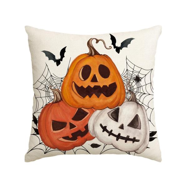 商品名:  AVOIN colorlife Halloween Pumpkin Jack-O'-Lanterns Bat Throw Pillow Cover, 18 x 18 Inch Holiday Farmhouse Cushion ...