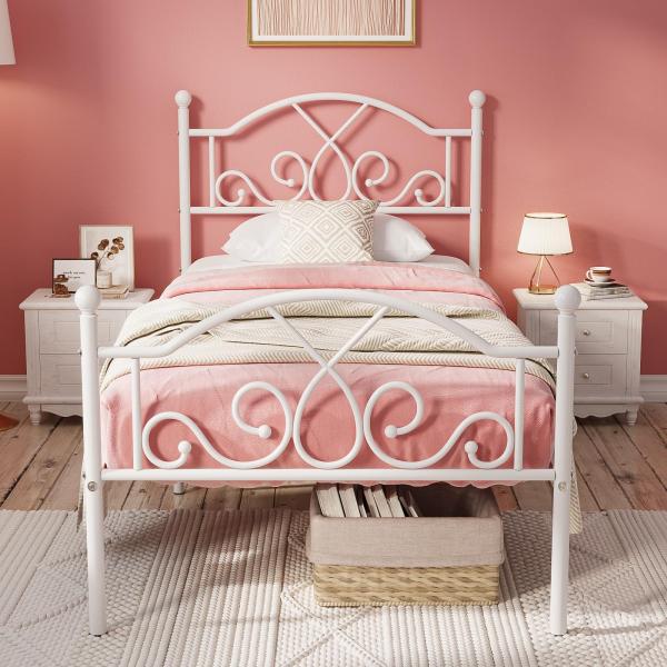 商品名:  Weehom Twin Bed Frames, Modern Twin Size Metal Bed Frames for Kids Girls, No Box-Spring Needed Twin Platform Bed F...