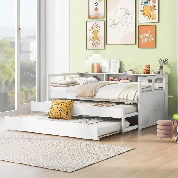 商品名:  Harper &amp; Bright Designs Twin XL Daybed with 3 Storage Cubbies and USB Charging, Wood Daybed Frame with Double ...