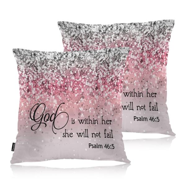 商品名: Swono Holy Bible スローピローケース God is Within Her She Will Not Fall スロー枕カバー 2枚セット 聖書の引用句 枕 クッションカバー ホームデコレーション ソファ カウチ ベ...