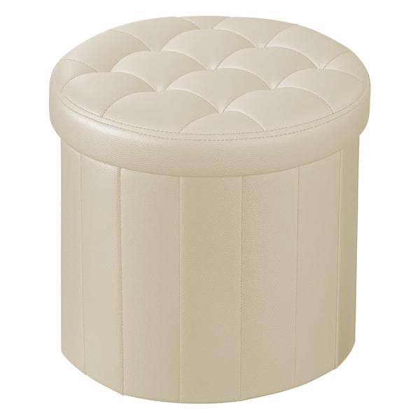 商品名:  Bsketa〓 Folding Storage Ottoman Round 14" x 14" x 13"Inch, Foot Stool with Thicker Foam Padded Seat Small Leather ...